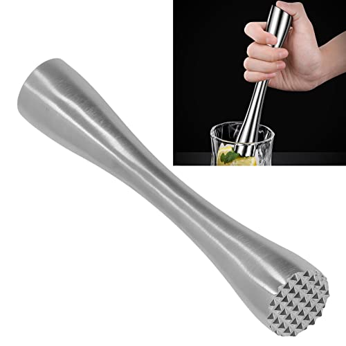 Muddler for Cocktails, Professional Stainless Steel Cocktail Muddler Food Grade One Piece Forging Drink Muddler for Kitchen Bar, Mixing Spoon Home Bar Tool(Long Handle)