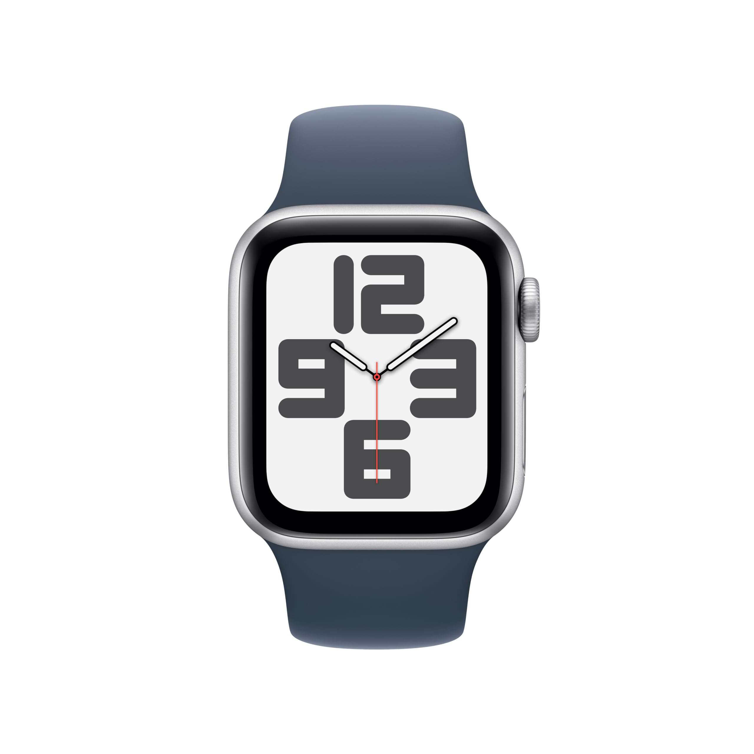 Apple Watch SE GPS 40mm Silver Aluminum Case with Storm Blue Sport Band - M/L with AppleCare+ (2 Years)