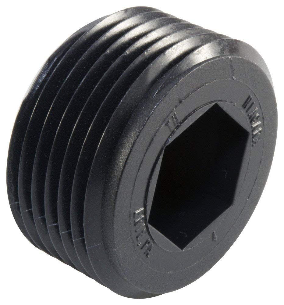 Caplugs TH-7 TH Series â Plastic Hex Socket Threaded Plug, 50 Pack, Black HD-PE, NPT Thread Size 1/2"-14 Temporary Use, Low Pressure Testing & in-Plant Processes, Oil & Heat Resistant (ZTH71KA1)