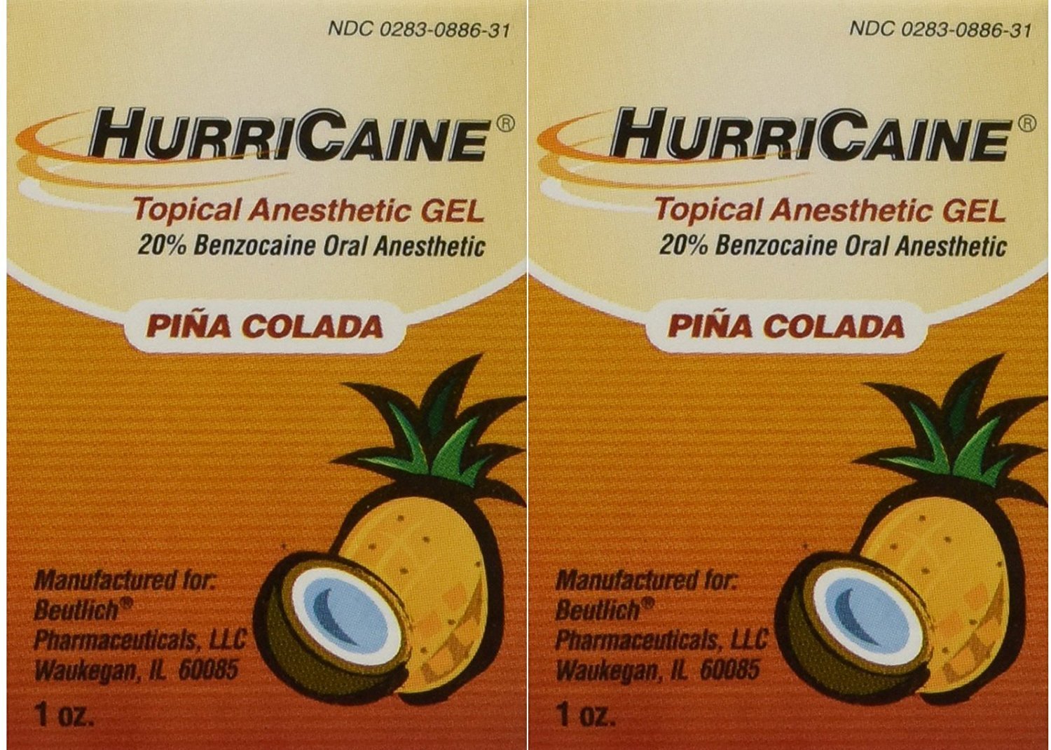 Yeegfeyuu Beutlich LP Pharmaceuticals Hurricaine Topical Anesthetic Gel, Pi?a Colada, 1 Ounce- Pack of 2