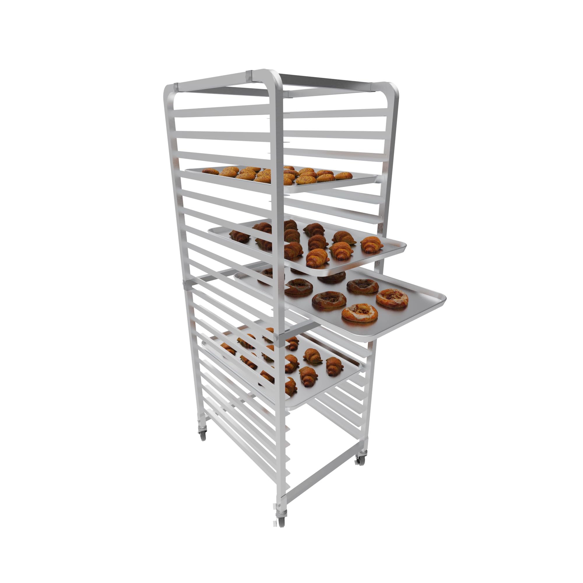 CURTA 10-Tier Heavy Duty Bun Pan Bakery Rack with 5" Wheels, NSF Certified, 26" D x 20" W x 39" H, Storage for Half & Full Sheets, Sheets Not Included