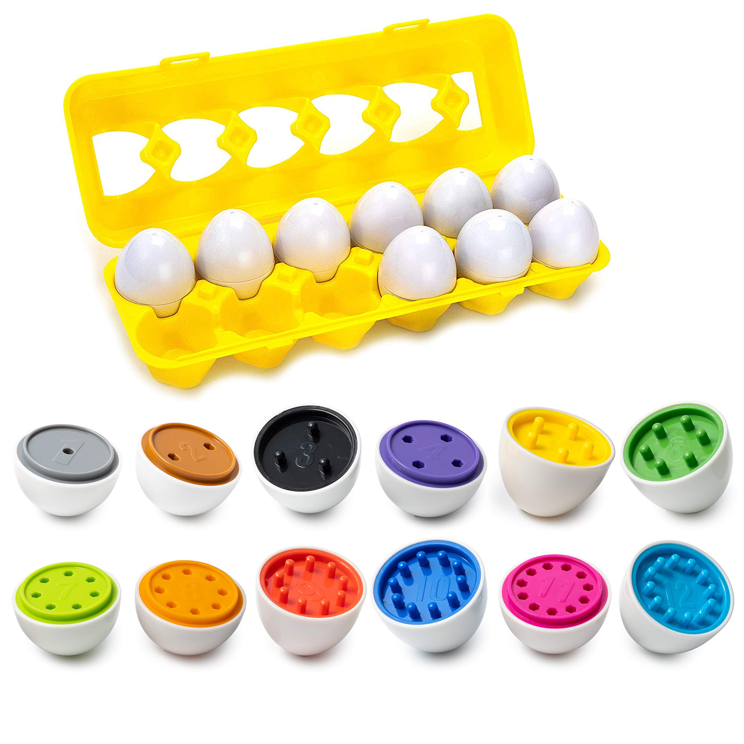 Color & Number Matching Egg Toy - Number Sorting & Color Recognition Learning Toy for Toddlers - Preschool Game - Montessori Education - Easter Eggs