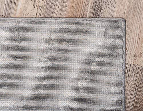Unique Loom Sofia Collection Area Rug - Larvotto (6' 1" Square, Dark Gray/ Ivory)