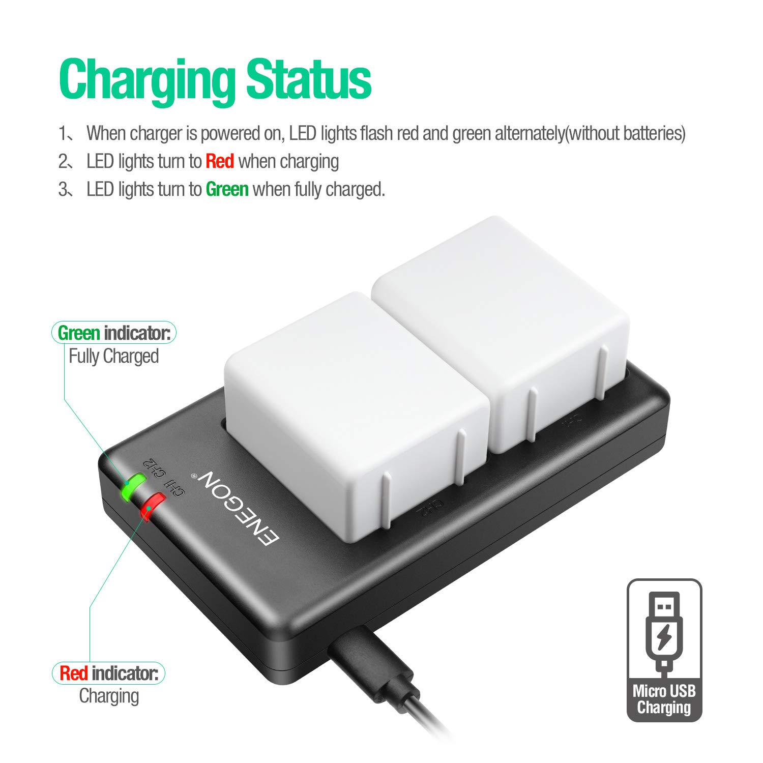 ENEGON Rechargeable Li-ion Battery(2 Pack) and Smart LED Dual Charger Kit ONLY for Arlo Ultra 2, Arlo Pro 3 Camera (VMA5400), NOT Compatible with Arlo Pro/Pro 2, Arlo Go