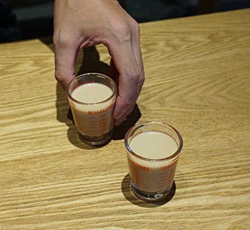 Shot Glasses Measuring cup Espresso Shot Glass Liquid Heavy Glass Wine Glass 2 Pack 26-Incremental Measurement 1oz, 6 Tsp, 2 Tbs, 30ml (2 pack-red)