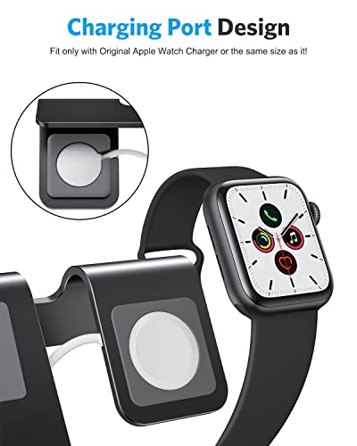 OMOTON Stand for Apple Watch - 2 in 1 Universal Desktop Stand Holder for iPhone 14 13 12 11 All Series and Apple Watch Series 8/SE2/7/6/SE/5/4/3/2 (Both 38mm/40mm/41mm/42mm/44mm/45mm) (Black)