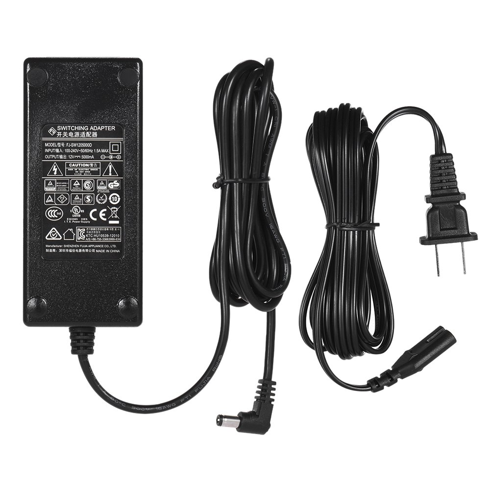YONGNUO YONGNUO 12V 5A AC Power Adapter with US Plug Wide Voltage 100-240V for YONGNUO YN600L Series YN300III YN168 YN216 YN1410 YN300Air YN160III YN360 YN608 YN600RGB YN308 YN600 Air LED Video Light