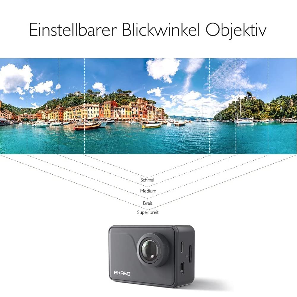 AKASO V50 Pro 4K60fps Action Camera Touch Screen Waterproof Camera Features EIS and Wi-Fi Remote Control Sports Camera with 3 Batteries Wrist Strap and Accessory Kit