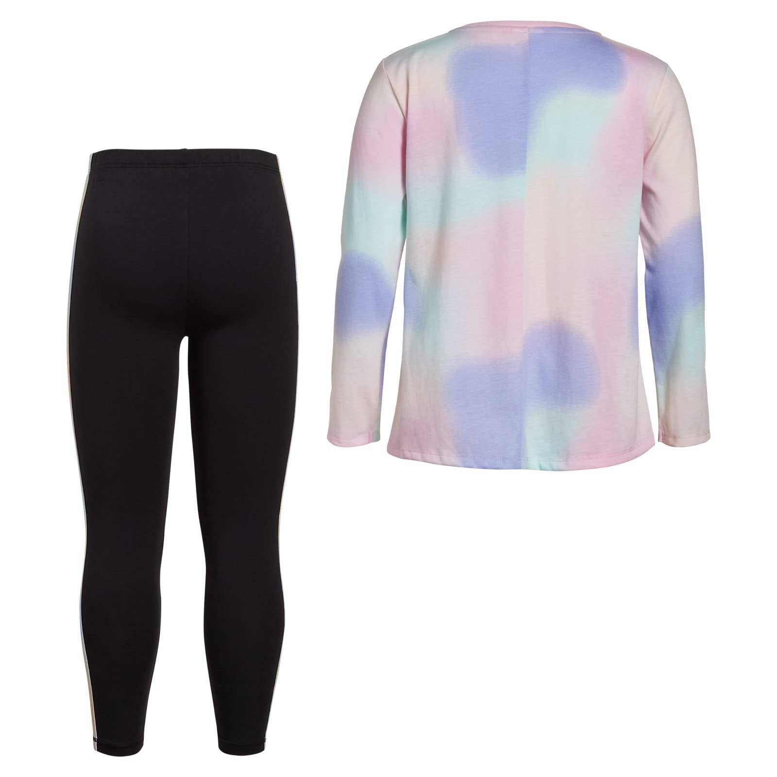 adidas Girls' Long Sleeve Swing Tee and Tights Set, Pink with Multicolor, 6