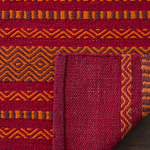 SAFAVIEH Montauk Collection 6' x 9' Orange / Red MTK215A Handmade Flatweave Cotton Area Rug