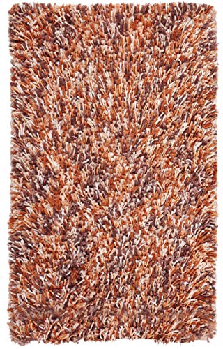 SAFAVIEH Rio Shag Collection 3' x 5' Rust / Ivory SG960P Handmade 1-inch Thick Area Rug