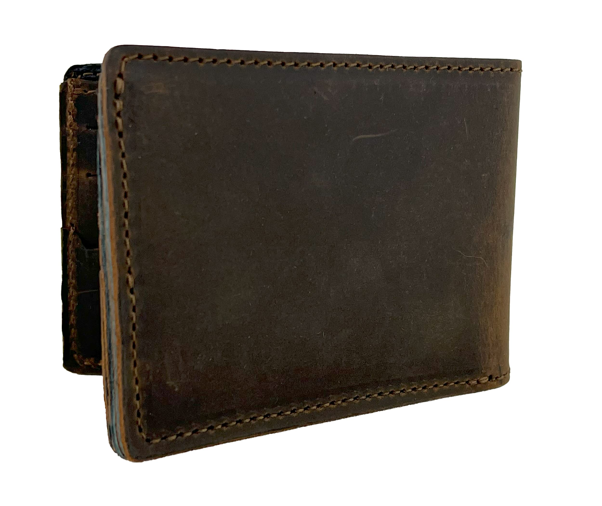Anthology Gear Minimalist Bi-fold Leather Wallet - with Guitar Pick Holder Full Grain Leather (Whiskey Brown)