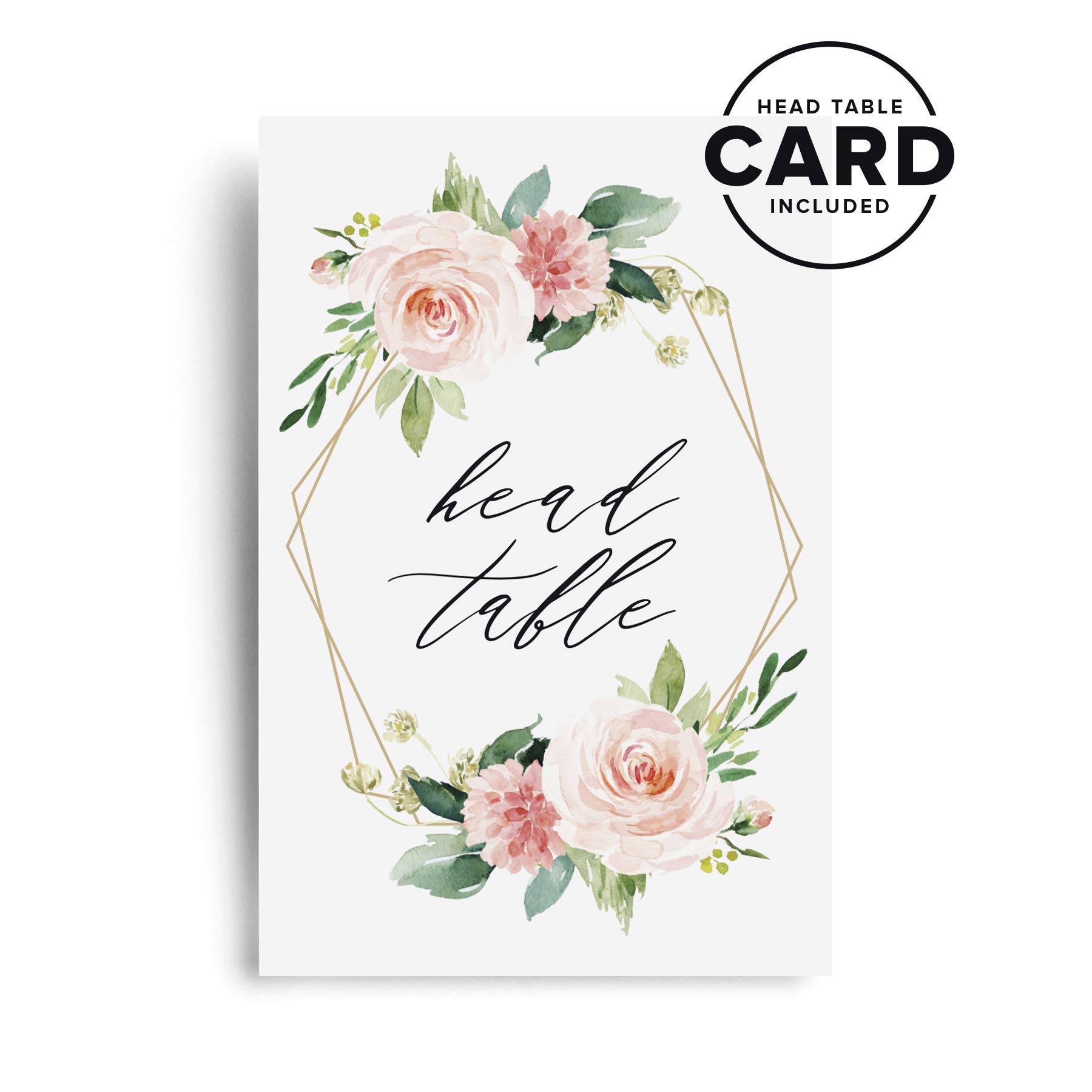 Bliss Collections Table Numbers, Geometric Floral, Double-Sided Cards Plus Head Table Card for Your Wedding, Reception, Anniversary, Birthday Party or Celebration, 4"x6" (1-25 Plus Head Table Card)