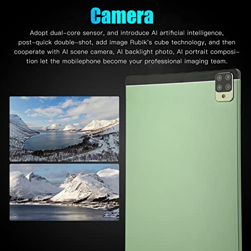 AUHX 10.1 Inch Tablet, Green 10.1 Inch 1960x1080 IPS 8800mAh 100240V HD Tablet for Study for 12 (US Plug)