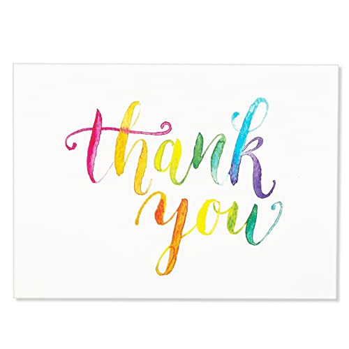 Sustainable Greetings 120-Pack Rainbow Thank You Cards with Envelopes, Bulk Colorful Thank You Note Set, Blank Inside for Business, Wedding, Graduation, Bridal and Baby Shower (4x5 in)