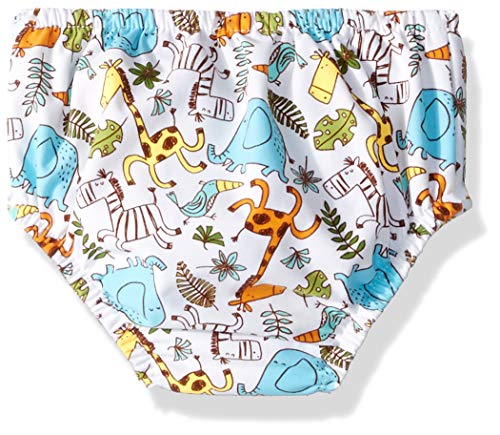 Swim Time Boys' Reusable Swim Diaper UPF 50+ with Side Snaps, White Jungle Book/Animals Green, X-Large
