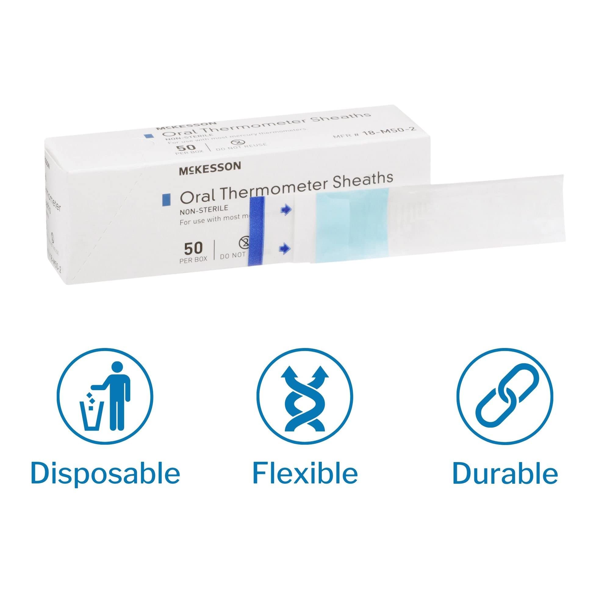 McKesson Oral Thermometer Sheaths, Non-Sterile, Use with Mercury Thermometer, 50 Count