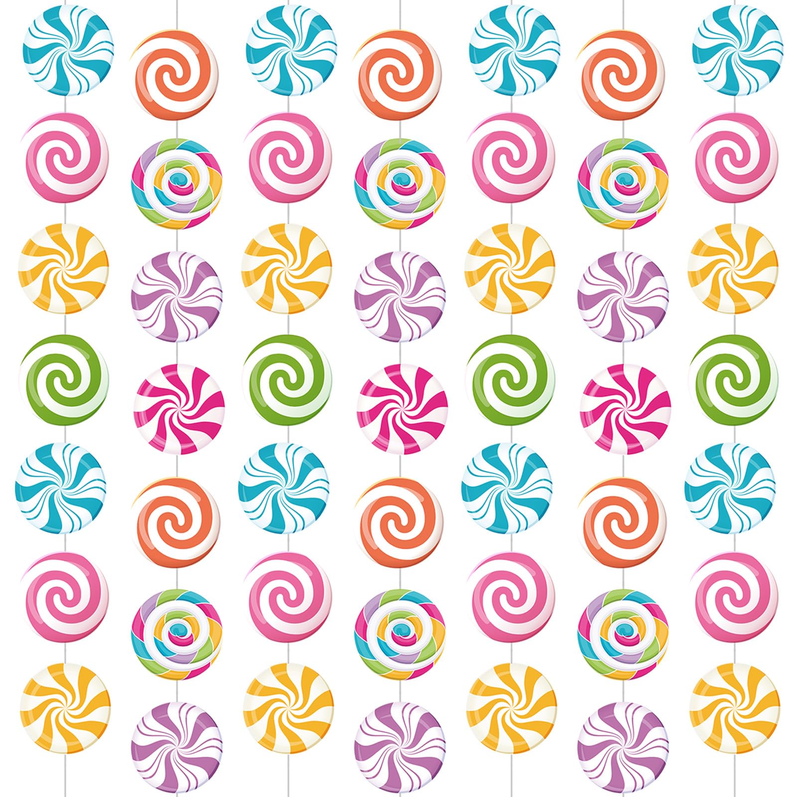 Capoda 8 Pieces Candy Party Decorations Candyland Paper Garlands Candy Paper Cutouts Lollipop Garland Banner Sweet Candy Hanging Decor for Candy Birthday Theme Party Supplies