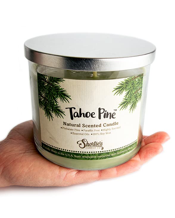 Tahoe Pine Scented Natural 3 Wick Candle, Essential Fragrance Oils, 100% Soy, Phthalate & Paraben Free, Clean Burning, 14.5 Oz.