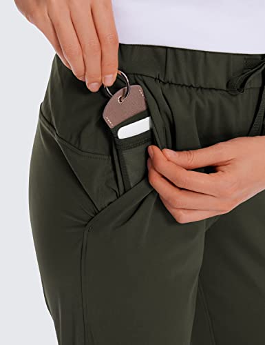CRZ YOGA Womens 4-Way Stretch Ankle Golf Pants - 7/8 Dress Work Pants Pockets Athletic Yoga Travel Casual Lounge Workout Olive Green Medium