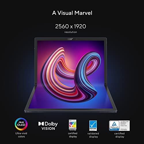 ASUS ZenBook 17 Fold OLED Laptop, 17.3” 4:3 Touch True Black 500 Display, Intel Evo Platform: Core i7-1250U CPU, Iris Xe Graphics, 16GB RAM, 1TB SSD, Windows 11 Pro, Tech Black, UX9702AA-XB79FT