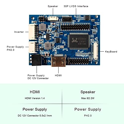 VSDISPLAY HD-MI LCD Controller Board Work for 7" 10.1" N070ICG-LD1 (40Pin) B101EW05 LP101WX1 HSD101PWW1 N101ICG-L21 PO101WX01 1280x800 LED 40Pin LCD Panel