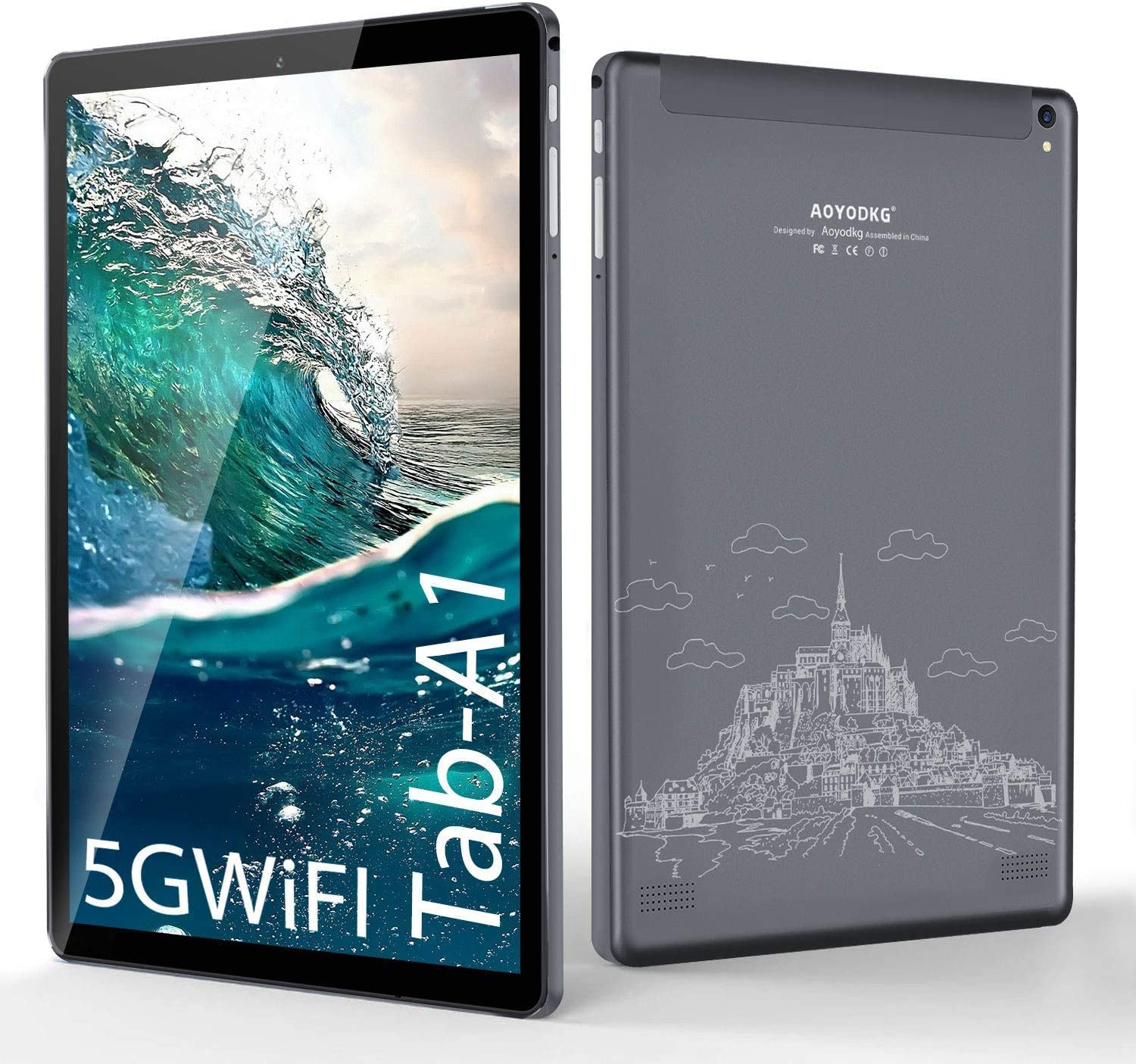 AOYODKG Tablet, 10.1 inch Android Tablet, 8GB RAM+64GB ROM(1TB Expand), 5G Wi-Fi Tablet, IPS HD Touch Screen, 13MP Dual Camera, GPS,