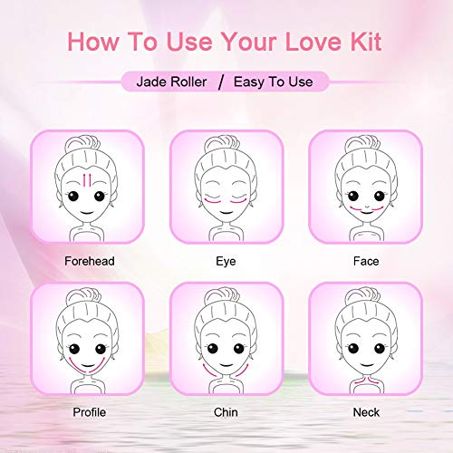 ZS ZESHIN (2 Pack) Jade Facial Roller & Rose Quartz Face Roller for Wrinkles and Puffiness, Natural Jade Stone Face Massager Roller