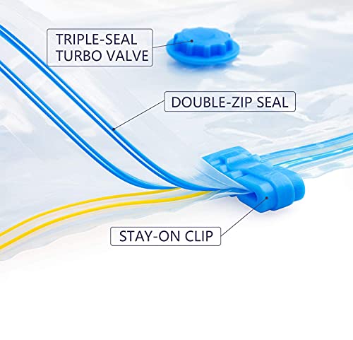 Suob Vacuum Storage Bags - 8 Pack (4 Large + 4 Small) Vacuum Seal Bags for Clothing - Vacuum Sealed Storage Clothes Comforters Blanket - Space Save for Suitcase Closet Vacuum Seal Storage Bags