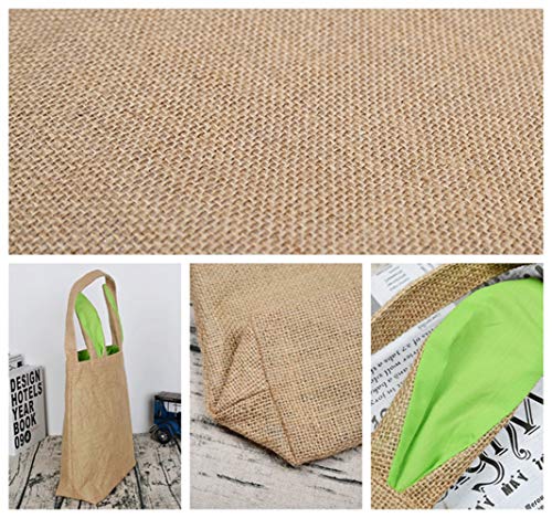 KEFAN 3 Pack Easter Bags, Egg Hunting Bunny Ear Baskets Jute Burlap Reusable Tote Bags for kids DIY Blank Gift Tote Bags