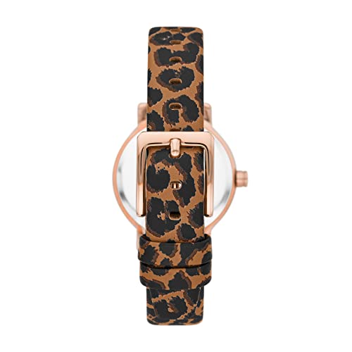DKNY Women's Soho Quartz Metal and Leather Three-Hand Watch, Color: Rose Gold, Leopard (Model: NY6639)