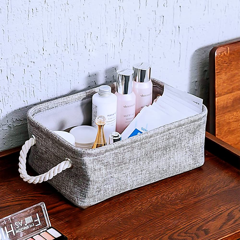 kemengsuer Storage Shelf Baskets Bins Organizer - Decorative Collapsible Fabric Basket with Handles, Storage Bin Box Baskets for Organizing Shelves Gifts Empty Toys - (Small,12.2L×8.3W×4.7H inch)