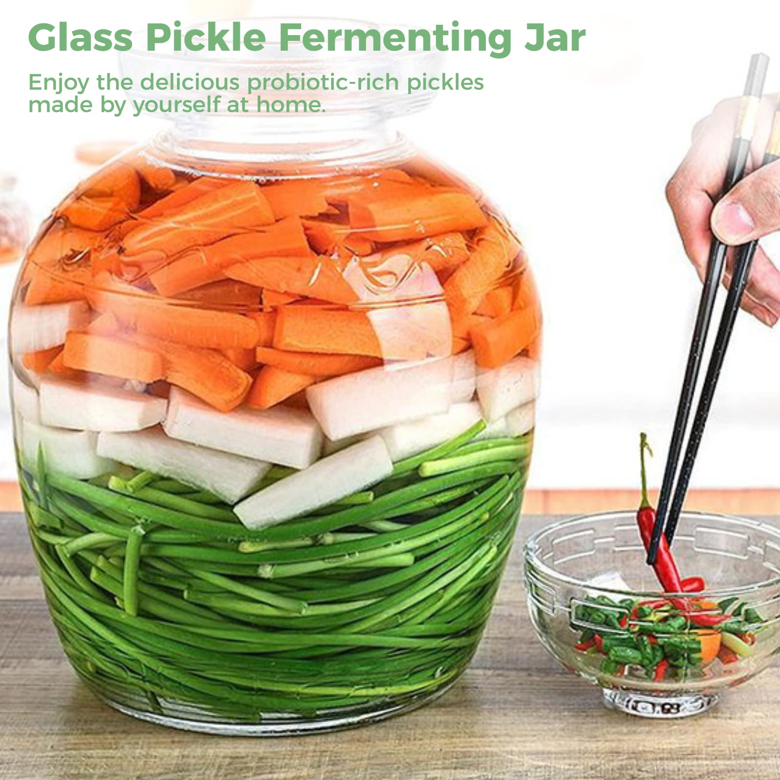 Anjetan 1.5L/2.5L/4.5L Glass Fermenting Jar, Large Capacity Sealed Pickle Jar, (A 1.5L/52oz)