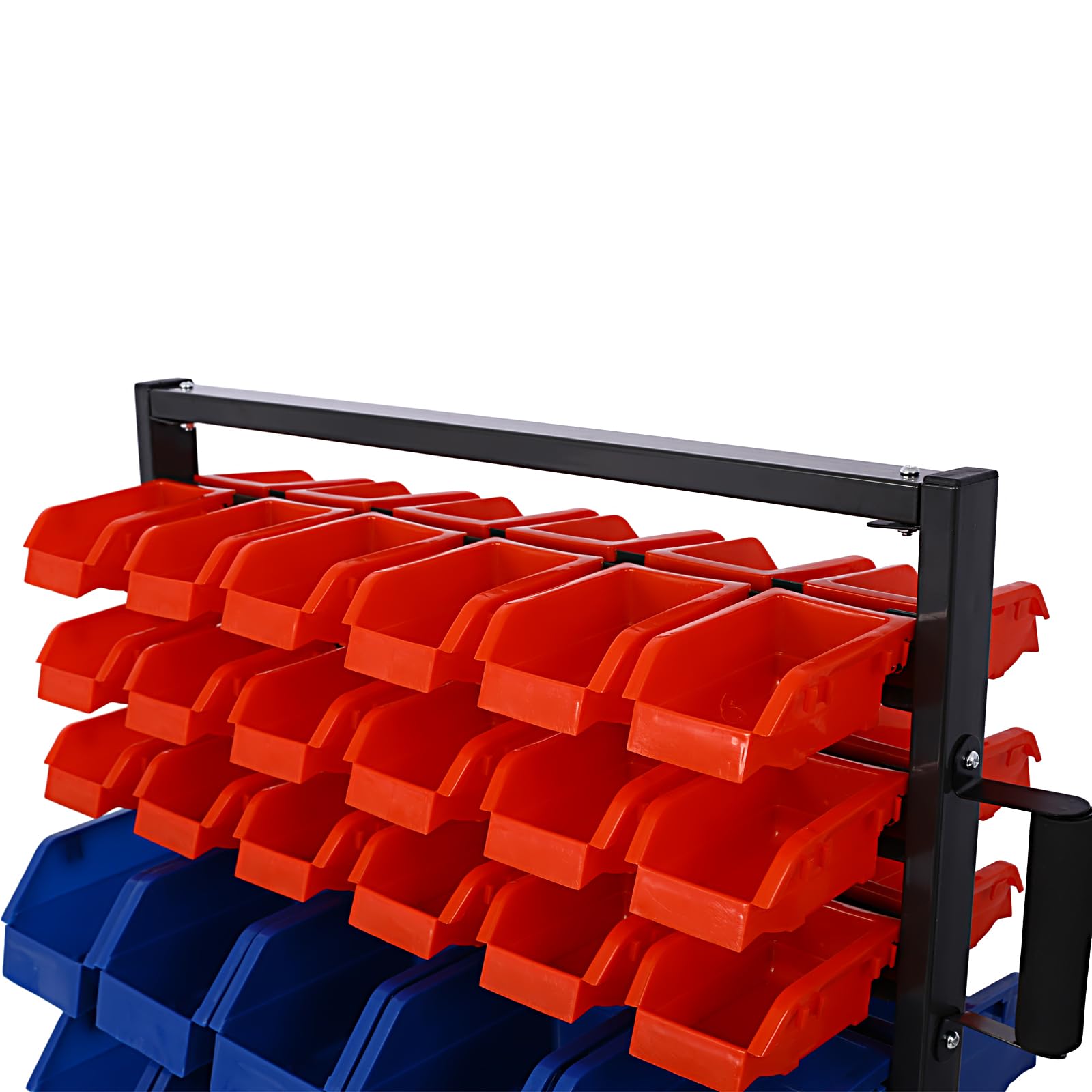 Sybrioka 90 Parts Bin Rack Storage Unit System Steel Shelf, Mobile Organizer Plastic Bins Garage Shelving Tool Shop, 4 Locking Wheels, Floor Mount for Men's Gift