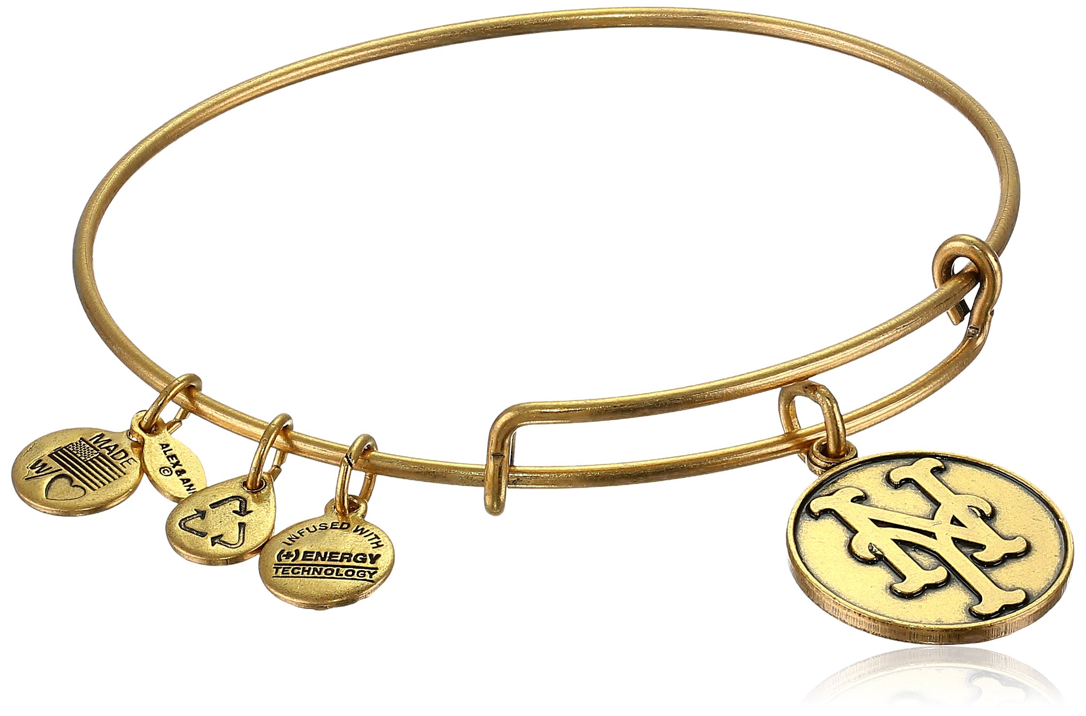 Alex and Ani "Major League Baseball" Mets Cap Logo Rafaelian Gold-Tone Expandable Bangle Bracelet