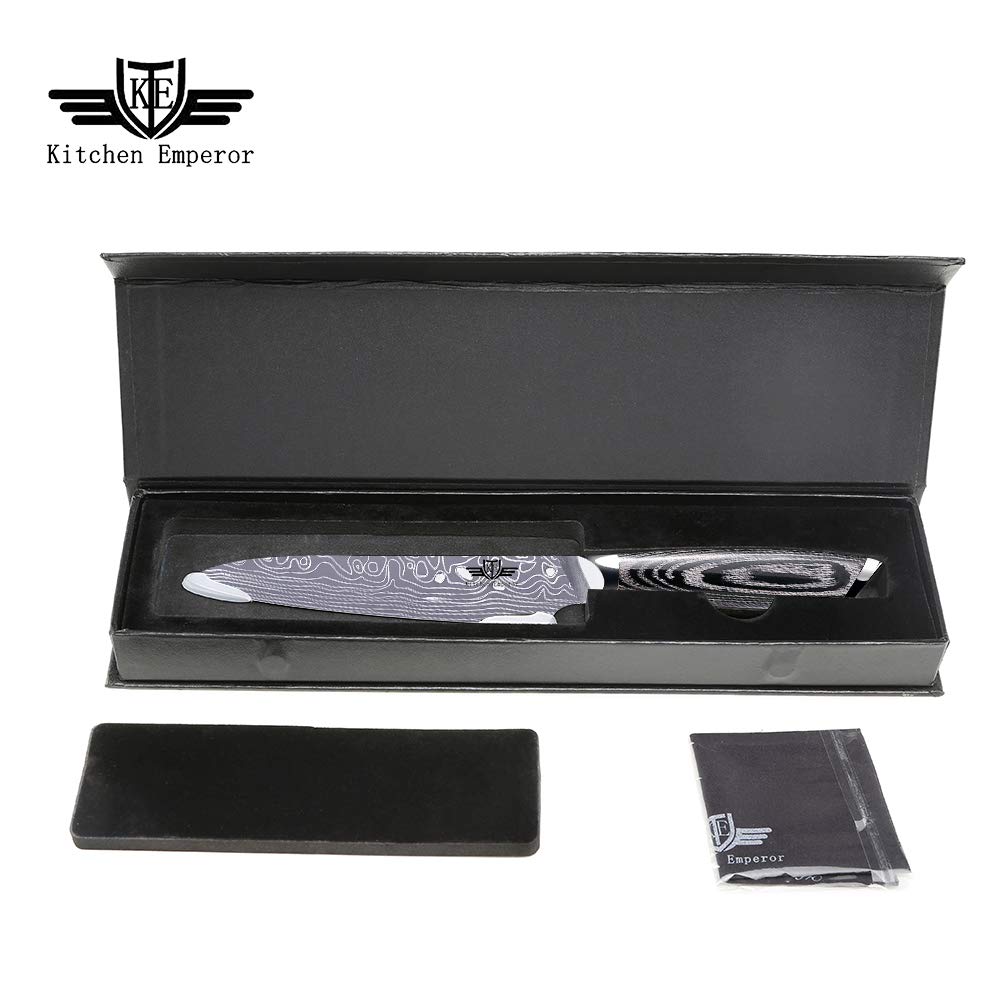 Utility Knife, Petty Knife, 5 Inch High Carbon German Steel Blade with Comfortable Ergonomic Handle, Anti Rust and Wear Resistant, Suitable for Restaurant and Home Kitchen-Kitchen Emperor