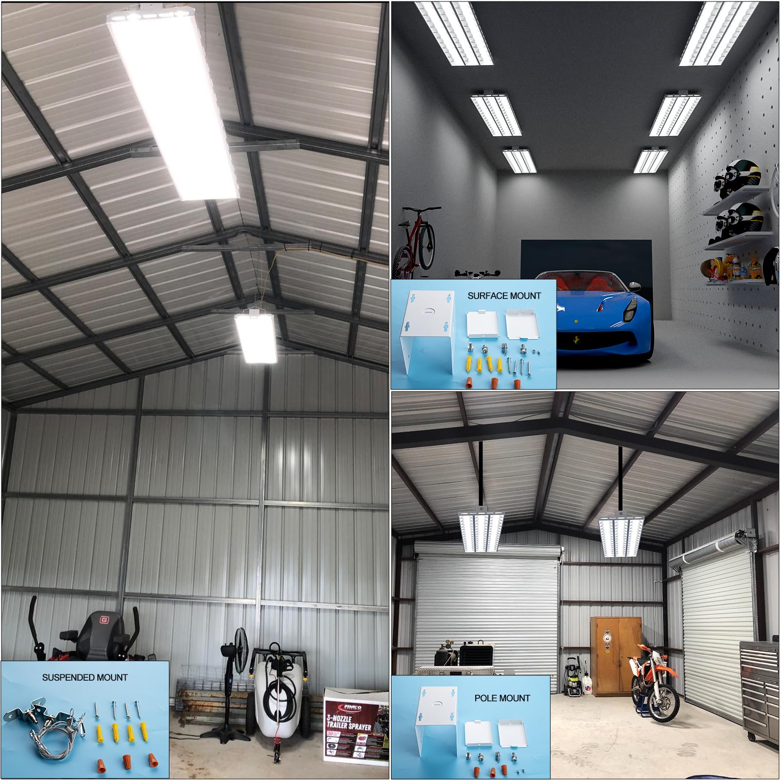 Upgraded 4FT Strong Illumination Led High Bay Light with Grill Reflector, 100-277V 【Driver Equipped】 265W 37100LM 5000K Linear for Warehouse Workshop Garage -2Pack