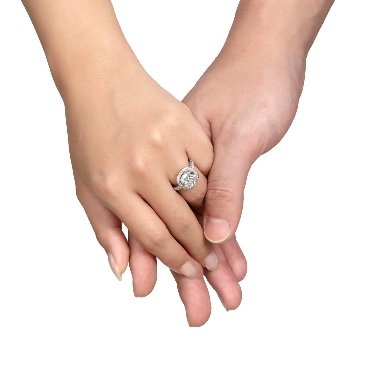AINUOSHI Erllo Cushion 3ct Cubic Zirconia CZ Promise Halo Solitaire Wedding Engagement Ring 925 Sterling Silver (5)