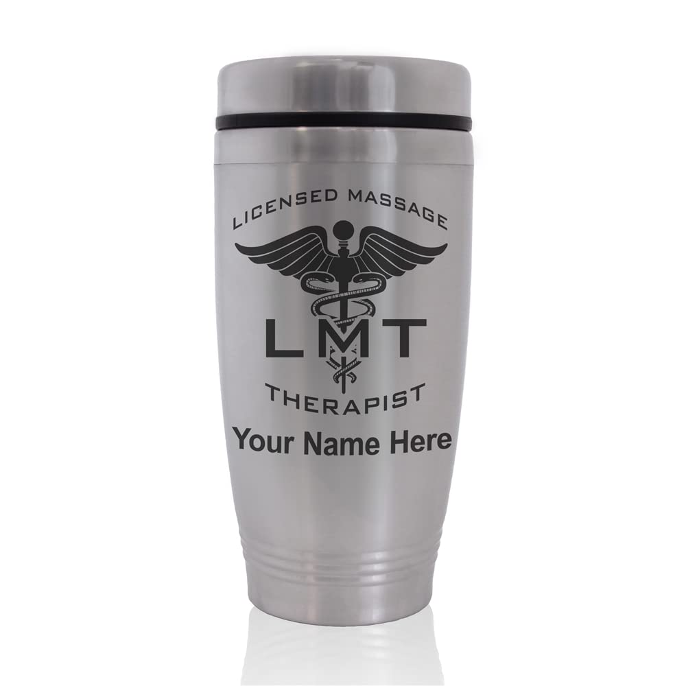 SkunkWerkz Commuter Travel Mug, LMT Licensed Massage Therapist, Personalized Engraving Included