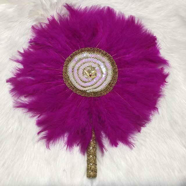 African Custom Wedding Feather Hand Fan for Wedding Handmade Lady Turkey Feather Fan Craft for Wedding Party Bride Hand Held Fan