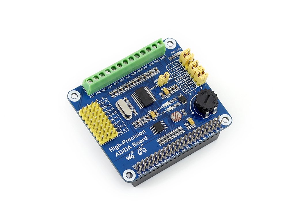 Raspberry Pi AD/DA Expansion Sheild Board for Adding High-Precision AD/DA Functions to Raspberry Pi Onboard ADS1256 DAC8552 Sensor Input/Output Interface