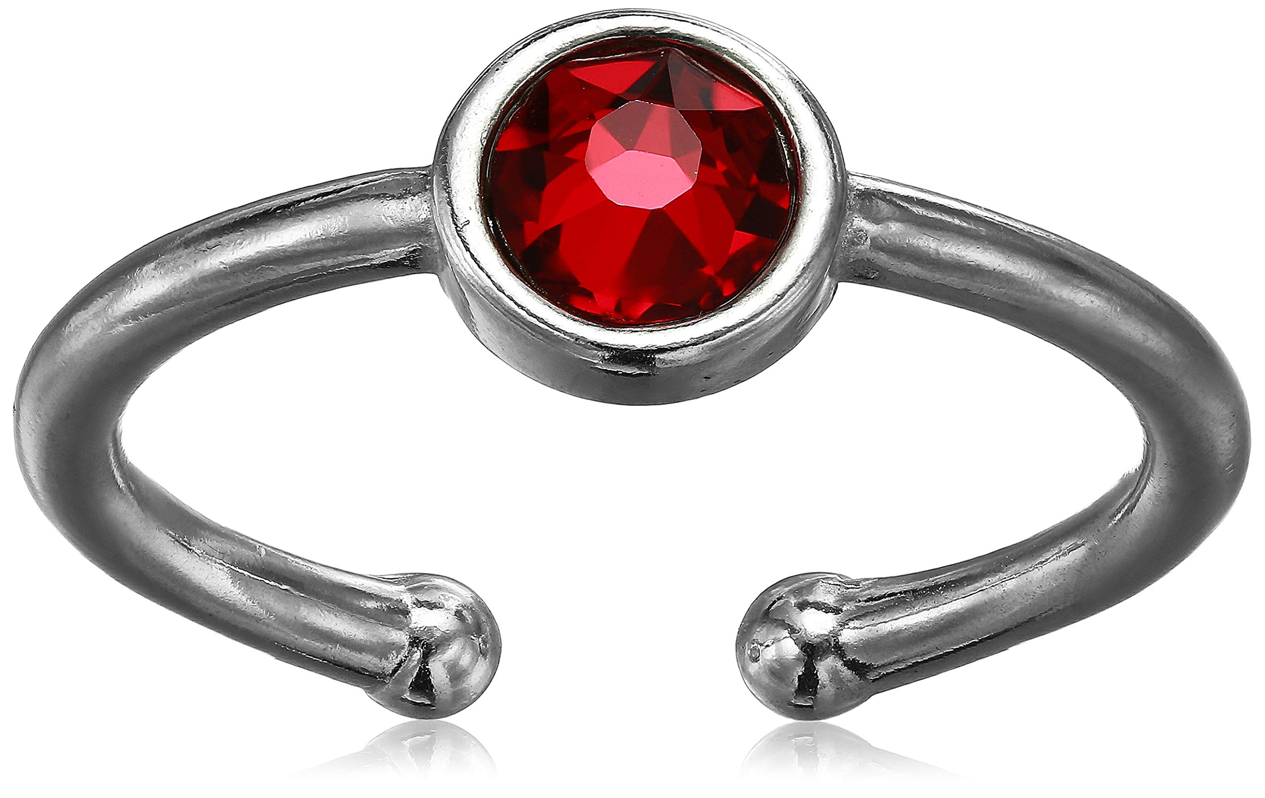 Alex and Ani Birthstones Adjustable Ring for Women, Light Siam Crystal for July, 925 Sterling Silver, Fits Ring Sizes 6 to 9, PC19ER70S