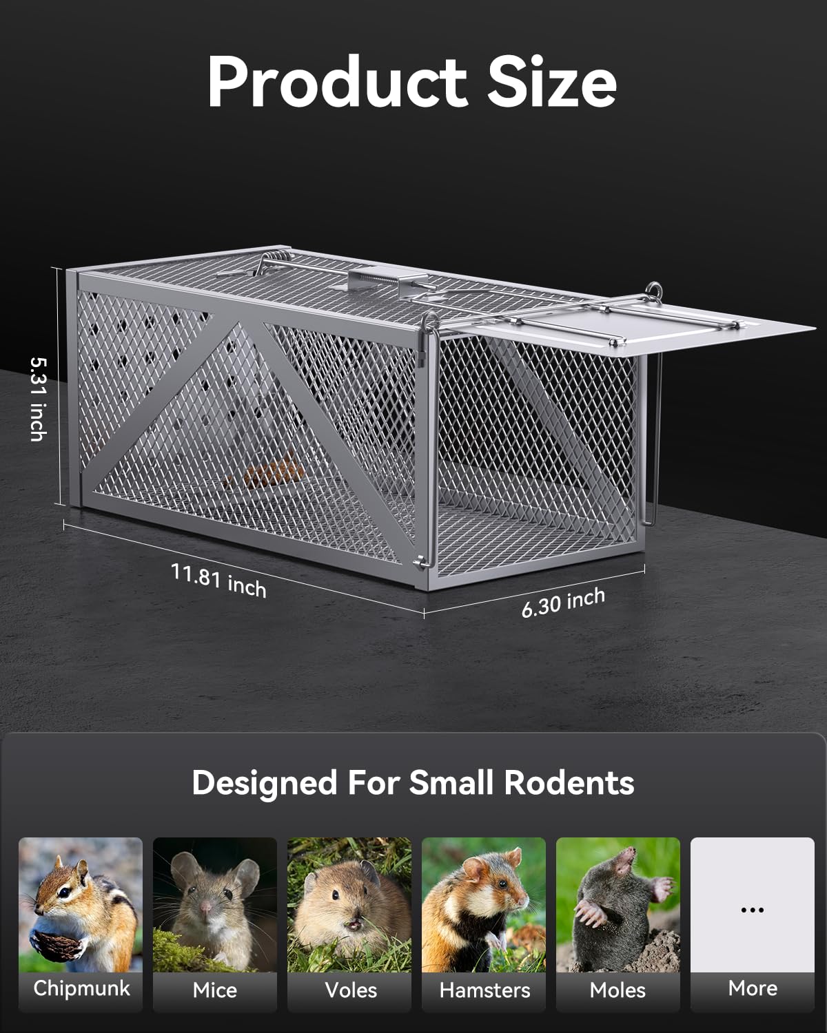 BAOYER Humane Mouse Traps Reusable Catch and Release Live Mouse,Metal Rat Trap That Work,Catch Moles, Voles, Chipmunks
