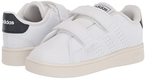 adidas unisex child Advantage Sneaker, White/Ink/Cloud White, 3 Little Kid US