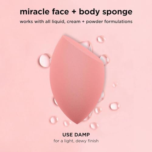 Real Techniques Miracle Face + Body Sponge, XL Makeup Blending Sponge For Whole Body, Ideal For Foundation, Body Makeup, & Self Tanner, Cruelty Free & Vegan, Latex Free, Packaging May Vary, 1 Count