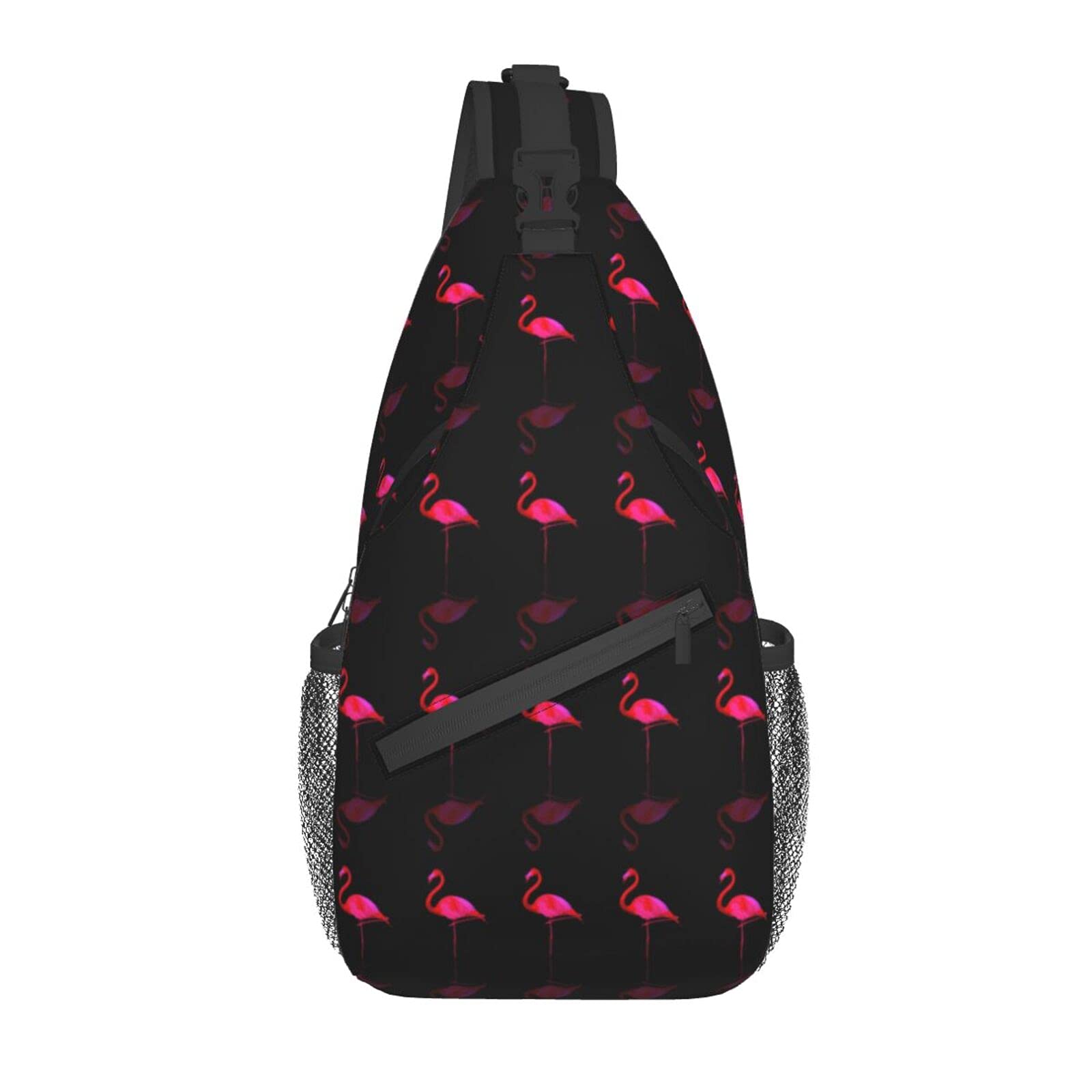 AMRANDOM Large Capacity Sling Chest Bag Pink Flamingos Backpack for Men Boys, Funny Crossbody Backpack with Adjustable Strap for Hiking Outdoor Sports, One Size