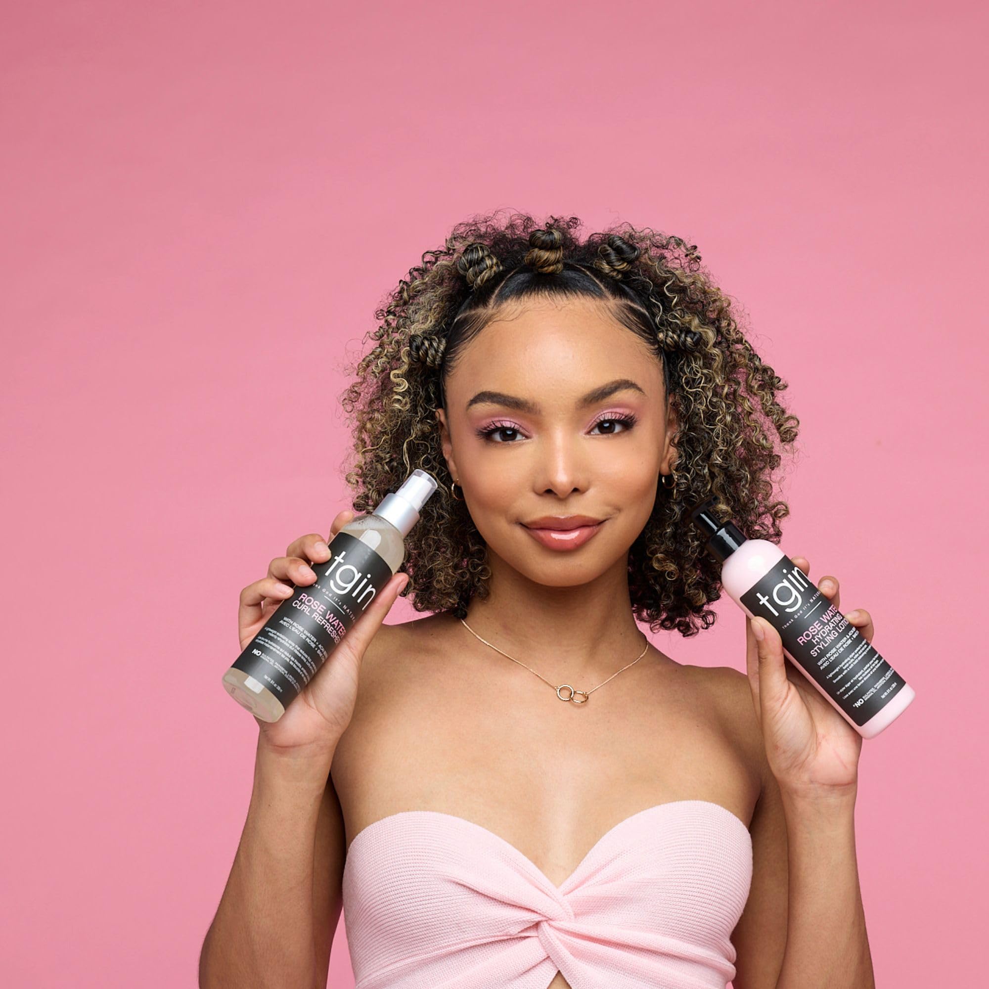 tgin Rose Water Curl Refresher for Curly, Coily, and Wavy Hair, with Acai Berries, Moisturizes and Soothes Dry Hair and Scalp, Braids, Protective Styles, and Locs, 8 fl oz