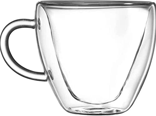 SKEMIX Heart Shaped Mug - Double Glass Coffee Cups With Heart - Double Layer Heart Cup - Heart Shaped Tea Cup - Clear Heart Mug - Heart Shaped Coffee Cup - Glass Heart Mug - Heart Shape Tea Cups