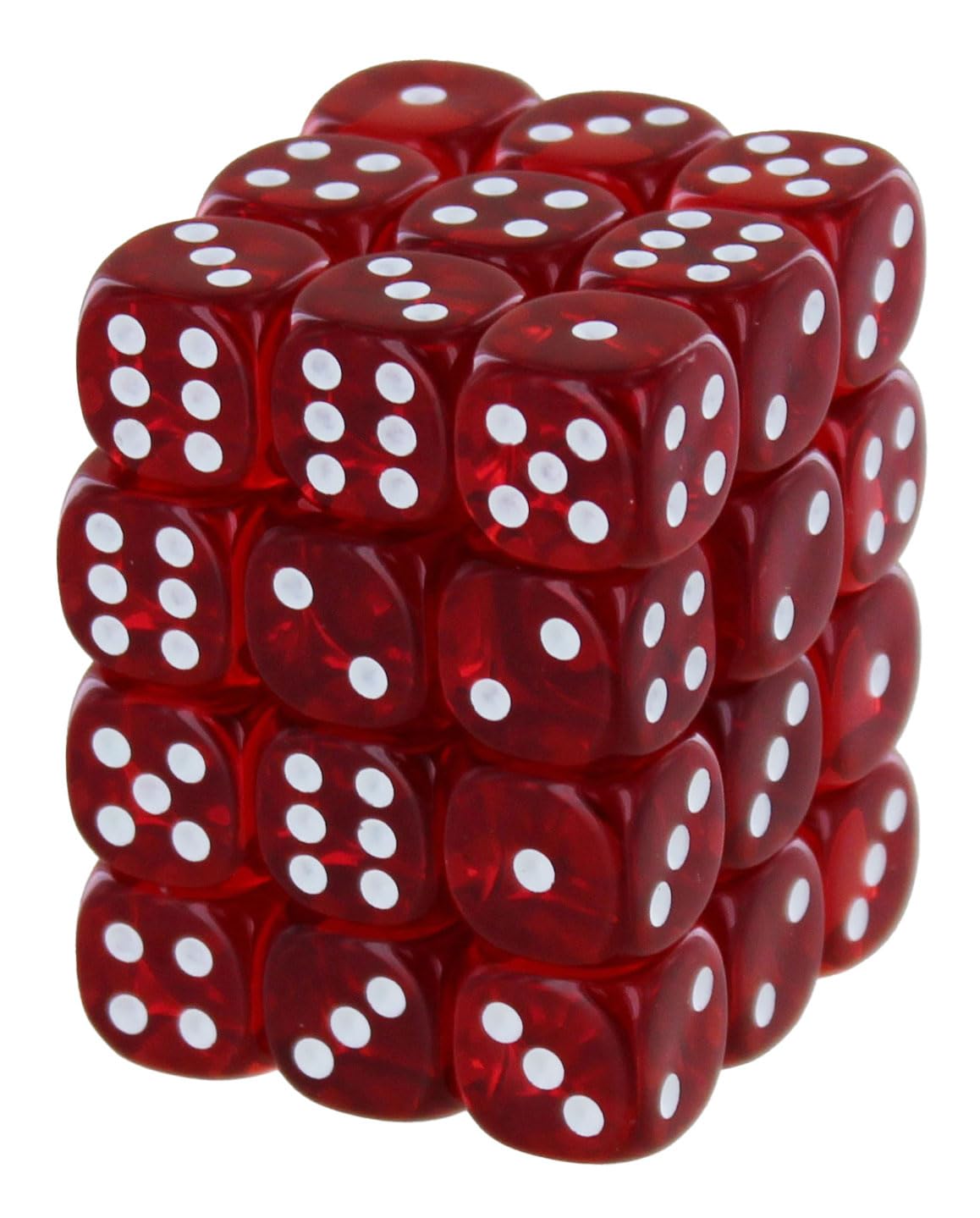 Chessex DND Dice Set-Chessex D&D Dice-12mm Translucent Red and White Plastic Polyhedral Dice Set-Dungeons and Dragons Dice Includes 36 Dice β D6, Various (CHX23804)