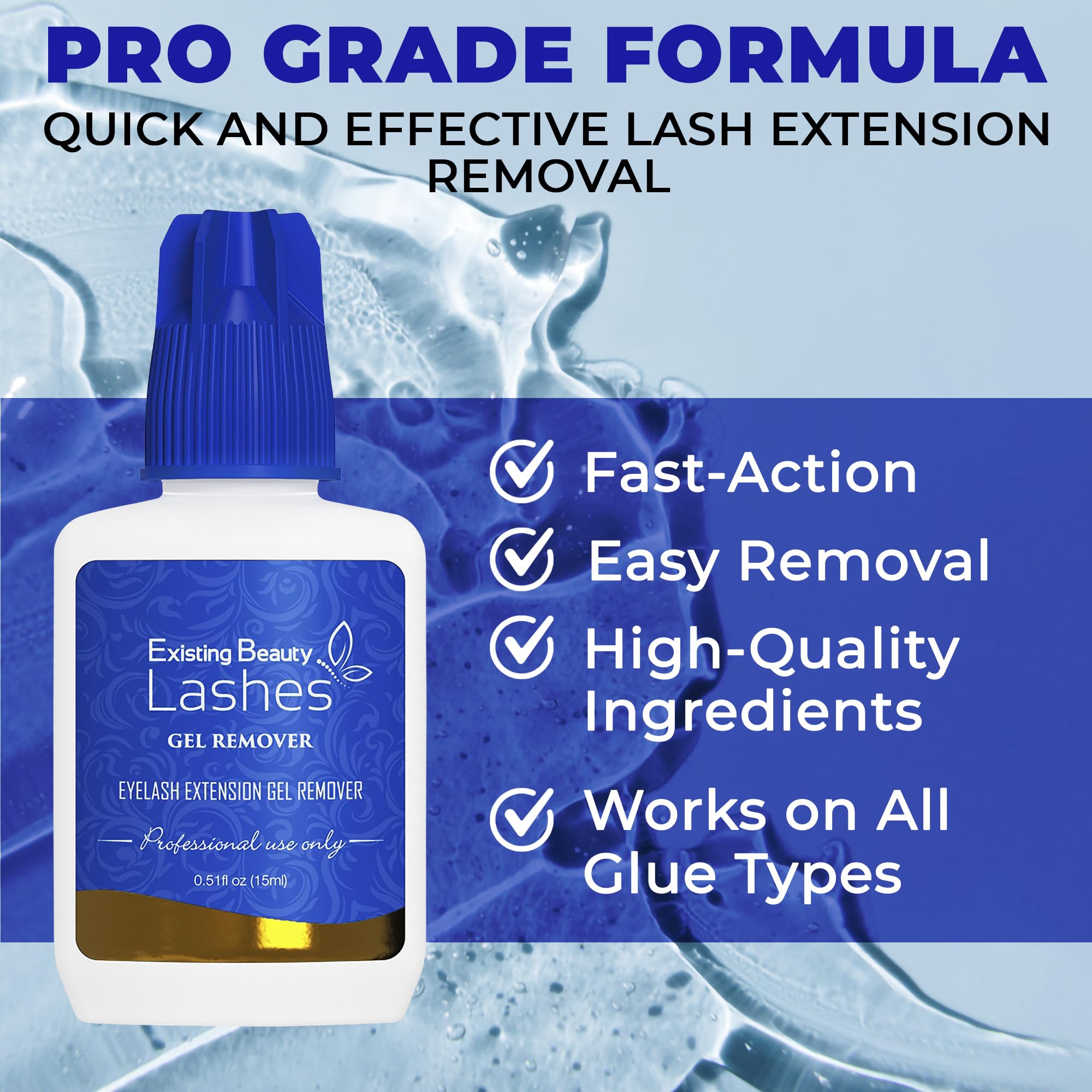 Eyelash Extension Remover and Lash Remover for Lash Extensions - Eyelash Glue Remover Dissolves Eyelash Extension Glue by Existing Beauty Lashes 15 ml